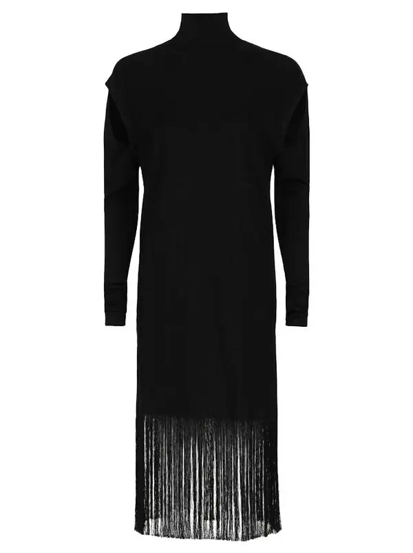 FERRAGAMO Cutout And Fringe Hem Dress - Black