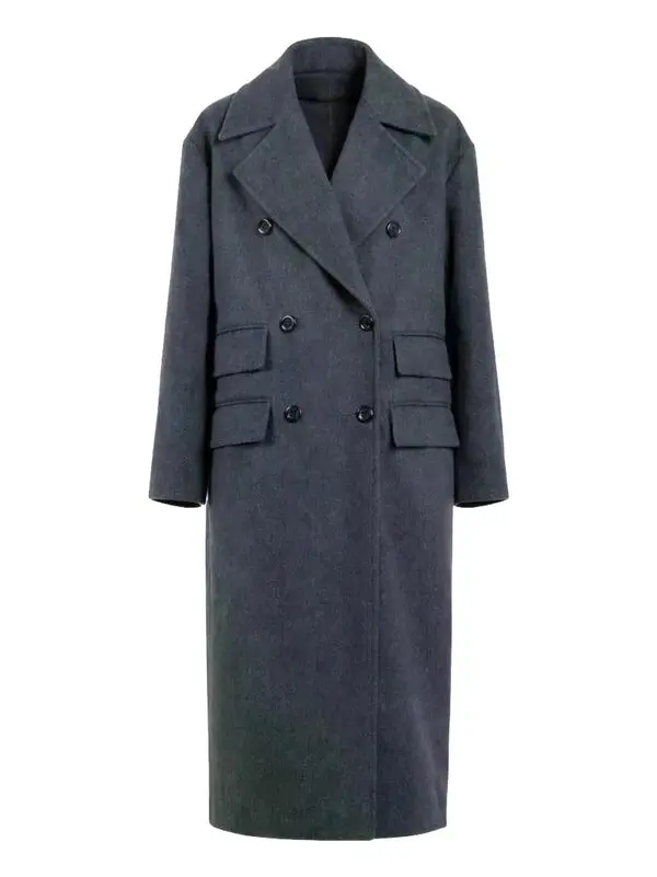CHERRY BLUE Double-breasted Coat - Grey