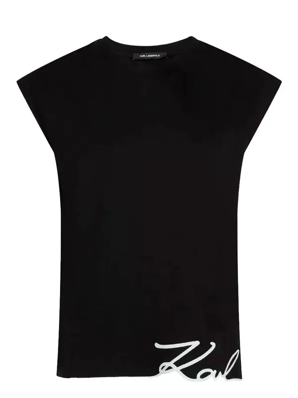 Karl Lagerfeld Signature-hem Tank Top - Black