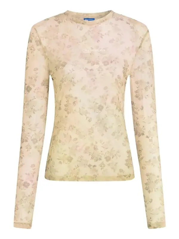 Karl Lagerfeld Floral Print Top - Neutrals