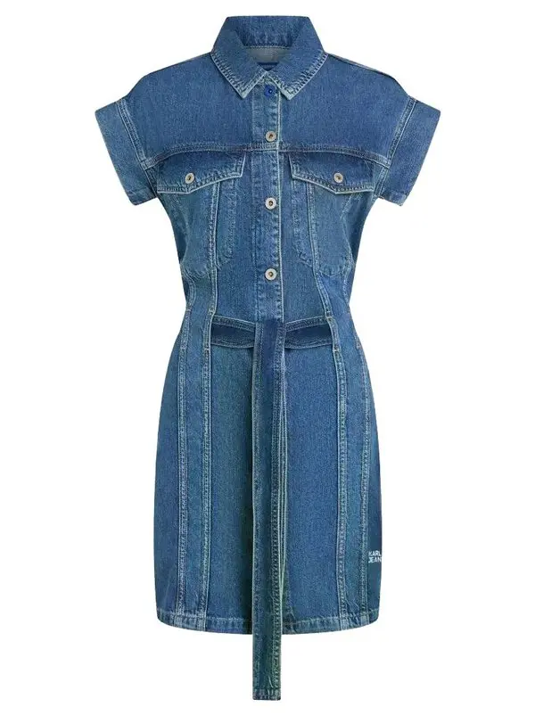 Karl Lagerfeld Belted Mini Dress - Blue