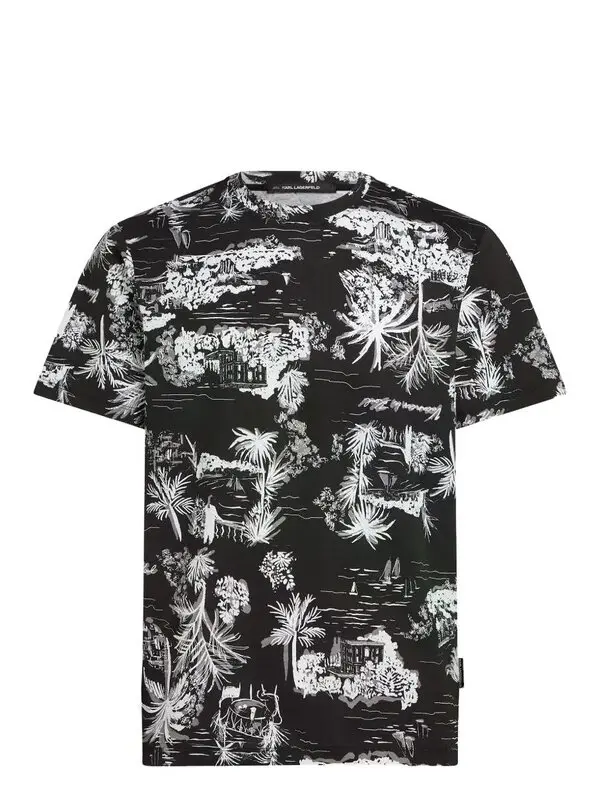 Karl Lagerfeld Allover-print Vacances T-shirt - Black