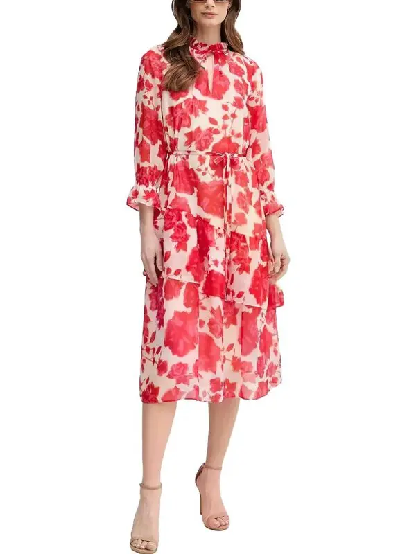 MARC AUREL Floral-print Midi Dress - Red