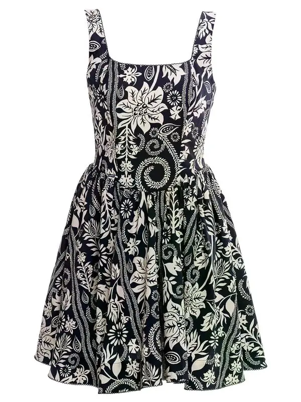 Agua Bendita Amonita Floral-print Smocked Mini Dress - White