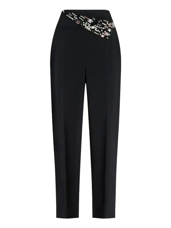 GENNY Embellished Straight Leg Trousers - Black