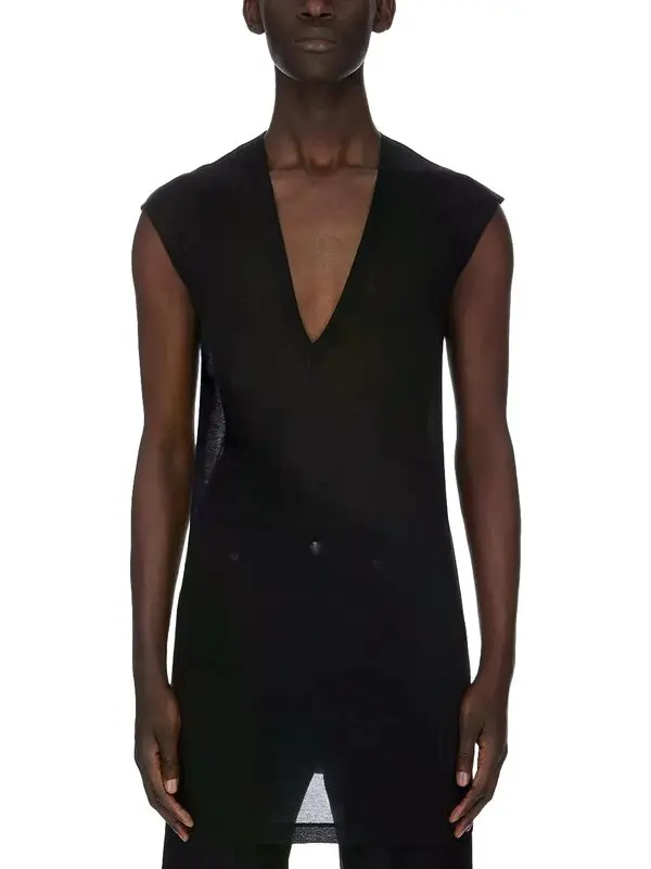 Rick Owens Sleeveless V-neck T-shirt - Black