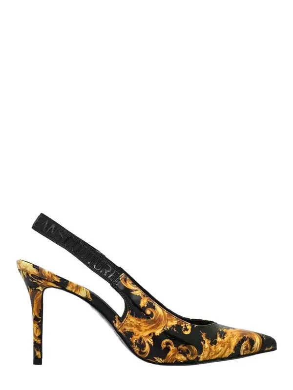 Versace Baroque-pattern Slingback Pumps - Black