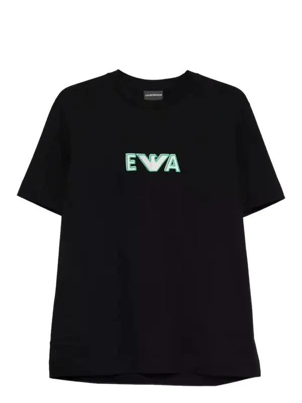 Emporio Armani Logo-embroidered T-shirt - Black