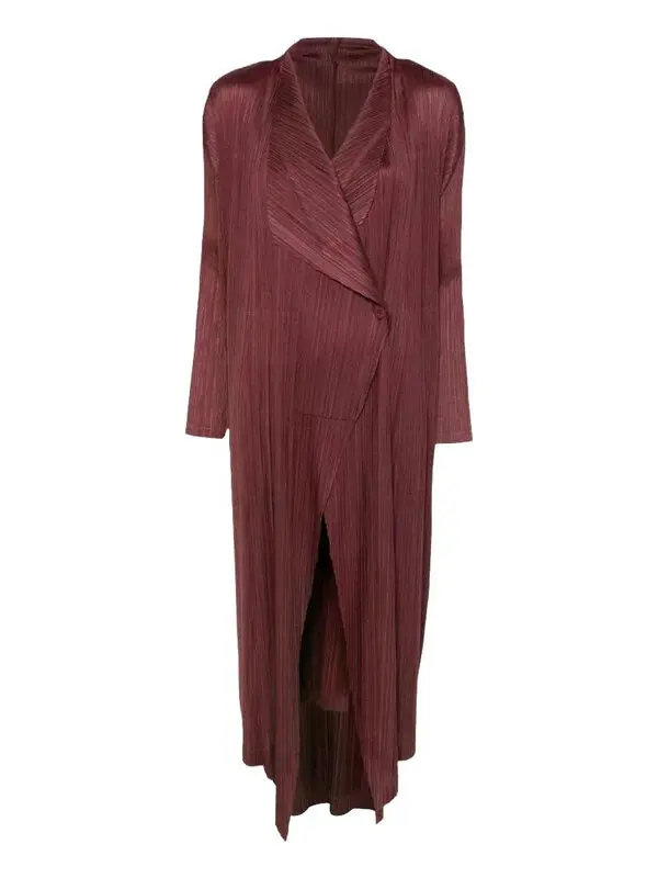 Issey Miyake Pleated Wrap Coat - Purple