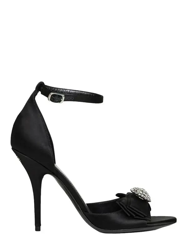 Balenciaga Avenue Rhinestone-embellished Bow Sandals - Black