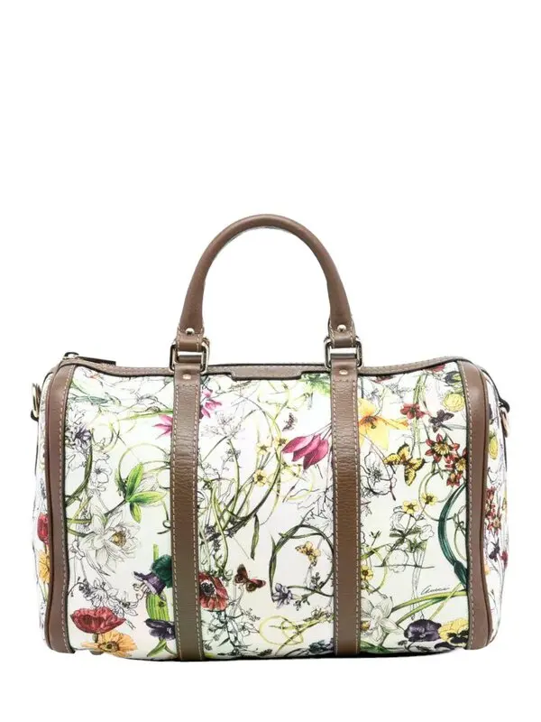 Gucci 2016-2025 Medium Flora Joy Boston Satchel - White