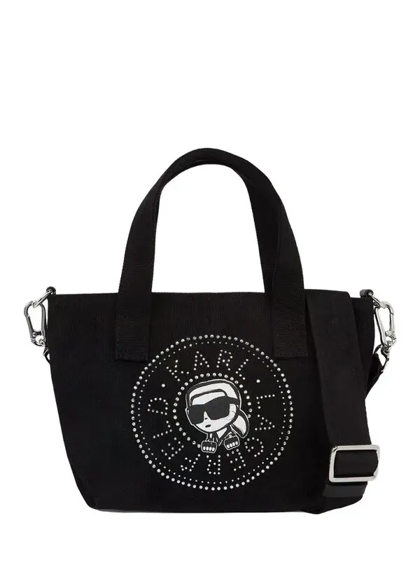 Karl Lagerfeld Ikon Rhinestone Embellished Tote - Black