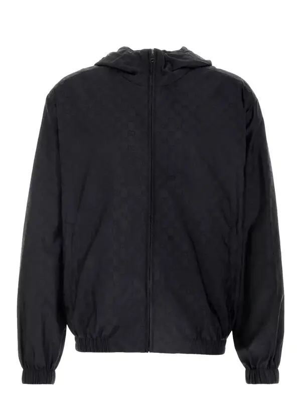 Gucci Gg Embroidered Hooded Jacket - Black