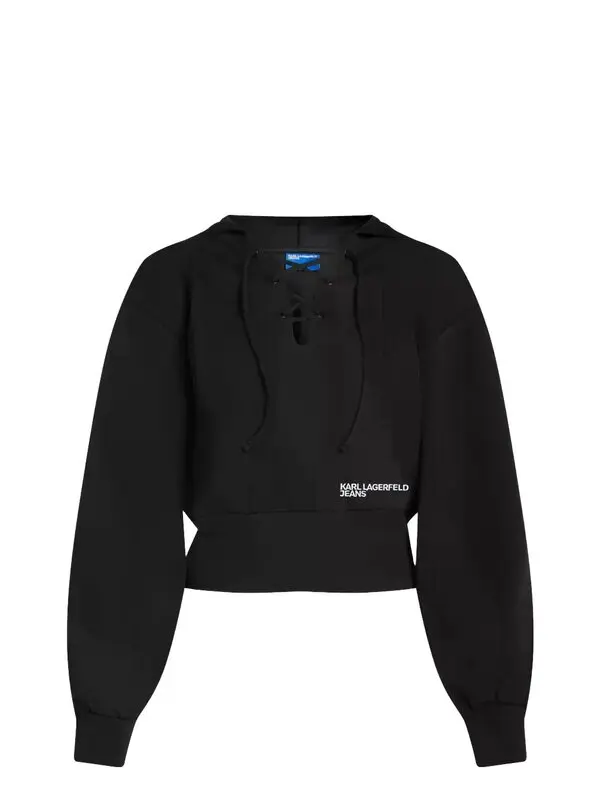 Karl Lagerfeld Lace-up Hoodie - Black