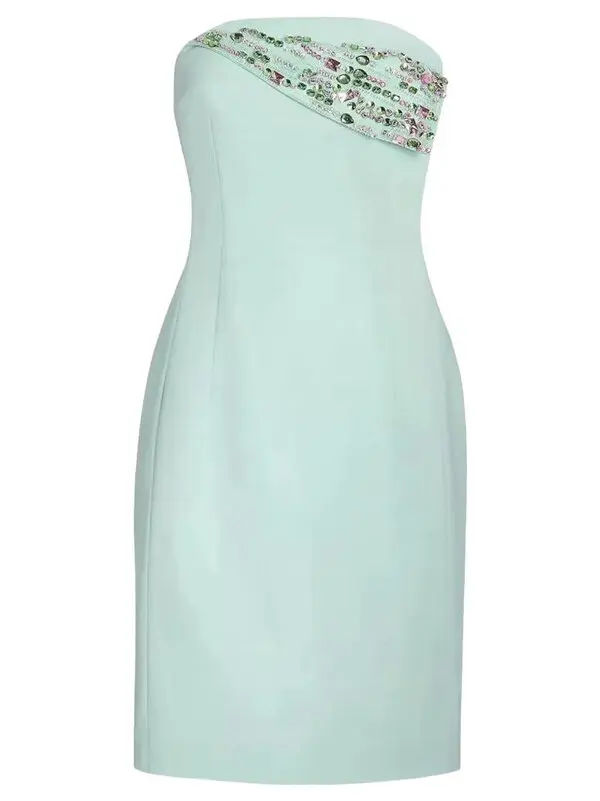 GENNY Embroidered Strapless Mini Dress - Green