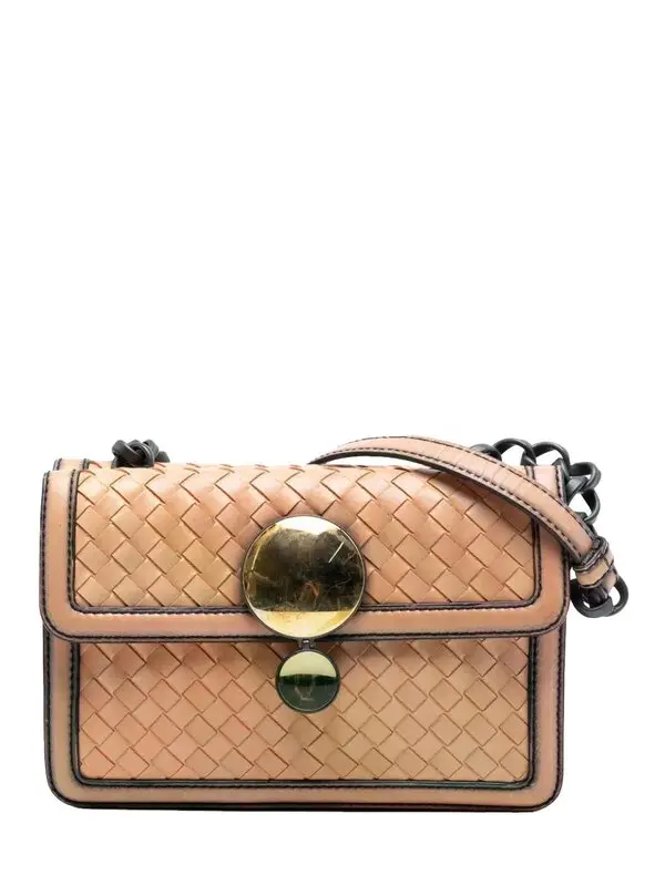 Bottega Veneta Nappa Intrecciato Flap Shoulder Bag - Brown