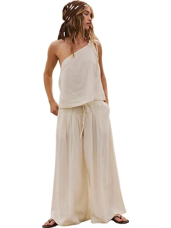 Free People Sahara Sandshell Linen Pant Set - Moonglow
