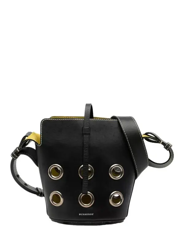 Burberry Mini Leather Grommet Bucket Bag - Black
