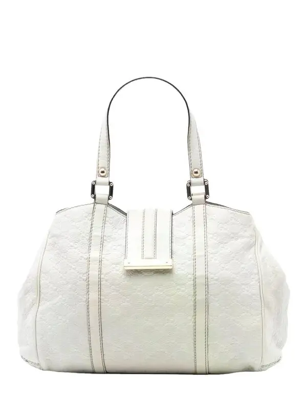 Gucci Sima Embossed Leather Tote Bag - White
