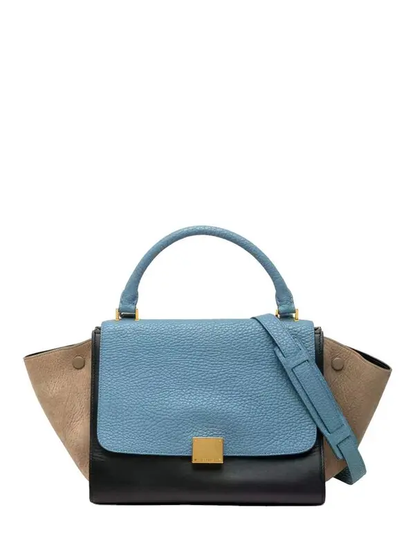Celine Small Tricolor Trapeze Satchel - Black