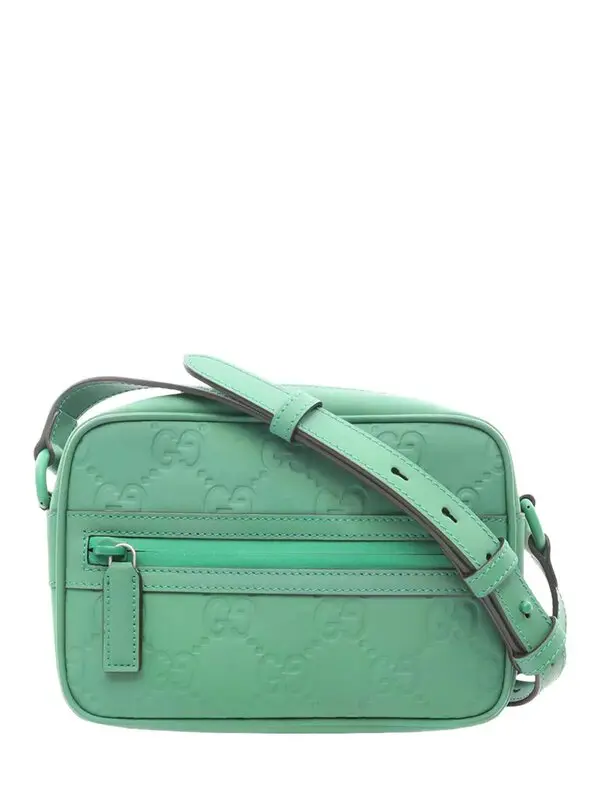 Gucci Gg Rubber Effect Leather Crossbody Bag - Green
