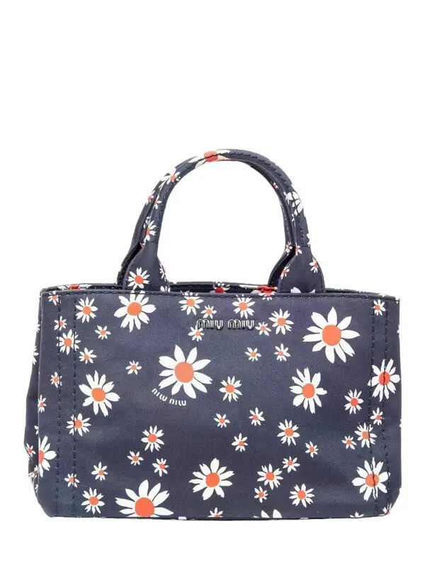 Miu Miu Floral Print Top Handle Bag - Blue
