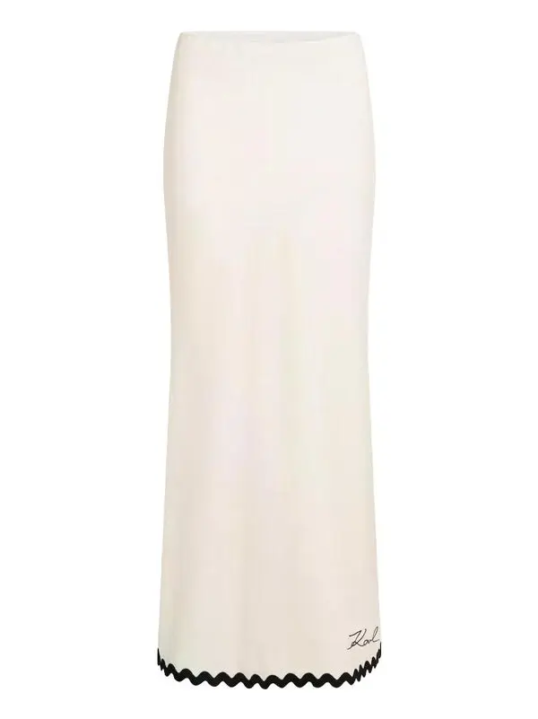 Karl Lagerfeld Signature Scallop Maxi Skirt - Neutrals