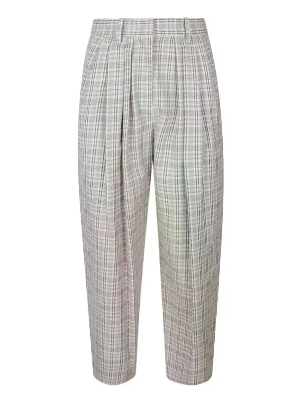 MARANT ETOILE Pleated Check-pattern Trousers - White