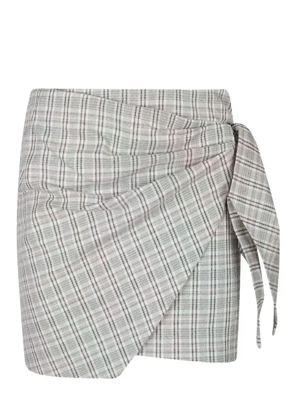 MARANT ETOILE Check-pattern Mini Skirt With Tie Detail - Grey