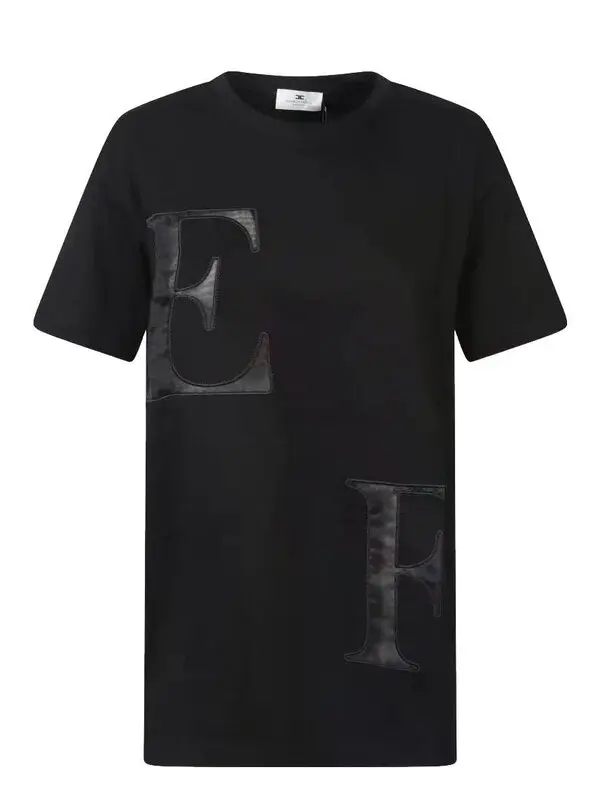 Elisabetta Franchi Letter-appliqué T-shirt - Black