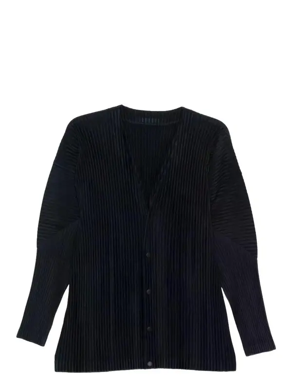 Issey Miyake Pleated Buttoned Cardigan - Blue
