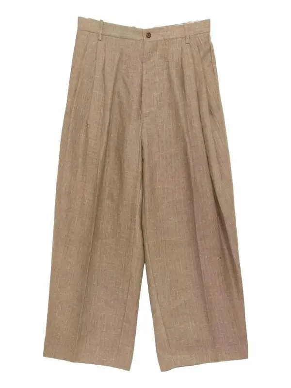 HED MAYNER Pleated Wide-leg Trousers - Brown