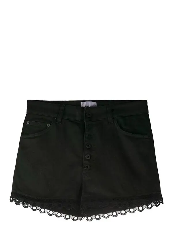 DONDUP Denim Eyelet Shorts - Black