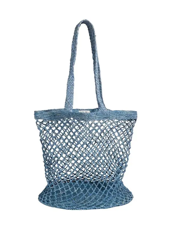 ALEX MILL Fisherman Raffia Tote - Slate Blue