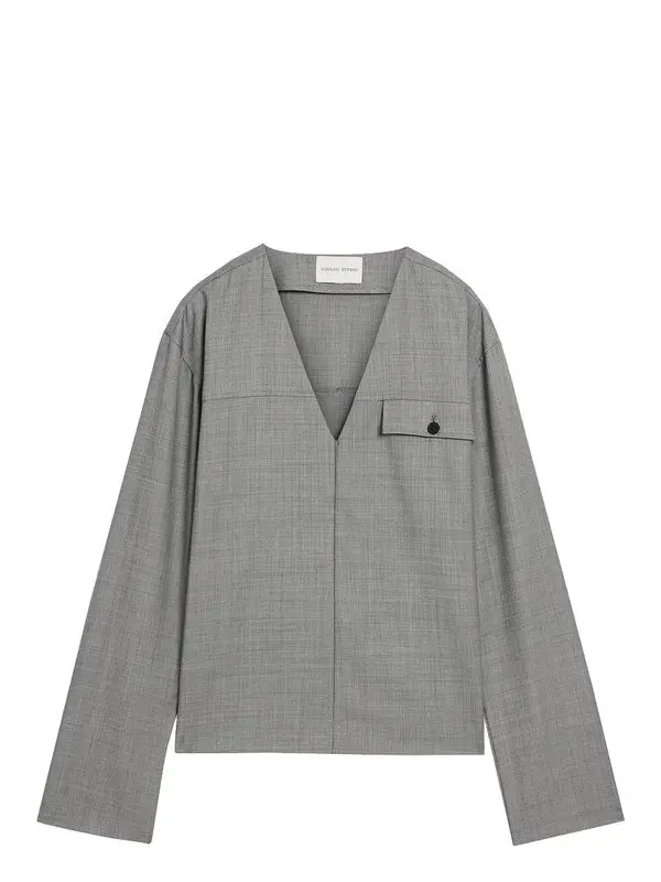 Loulou De Saison Oreca Wool-twill Blouse - Anthracite