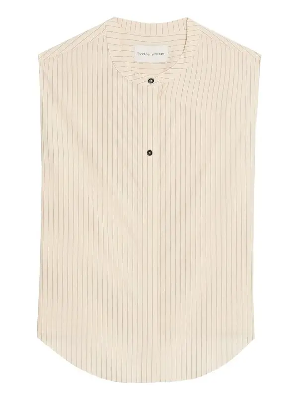 Loulou De Saison Hale Striped Cotton-poplin Top - Ivory