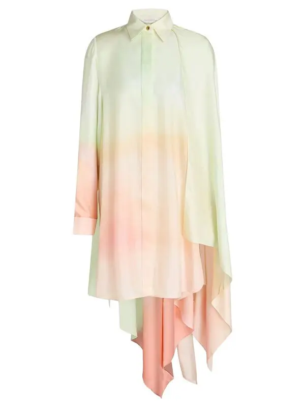 Zimmermann Draped Dégradé Silk-twill Mini Shirt Dress - Light Green