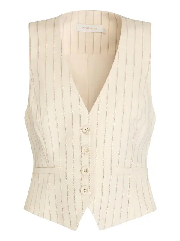 Zimmermann Pinstriped Twill Vest - Cream