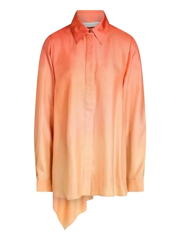 Zimmermann Asymmetric Dégradé Silk-twill Shirt - Orange