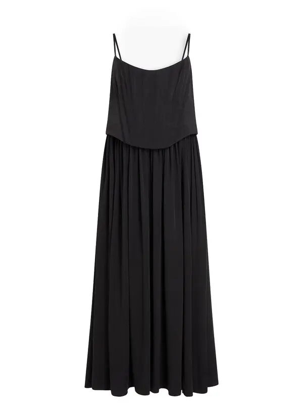 Zimmermann Gathered Silk Midi Dress - Black