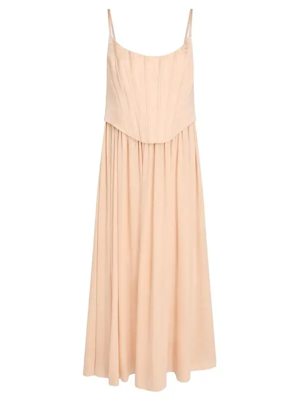 Zimmermann Gathered Silk Midi Dress - Neutral