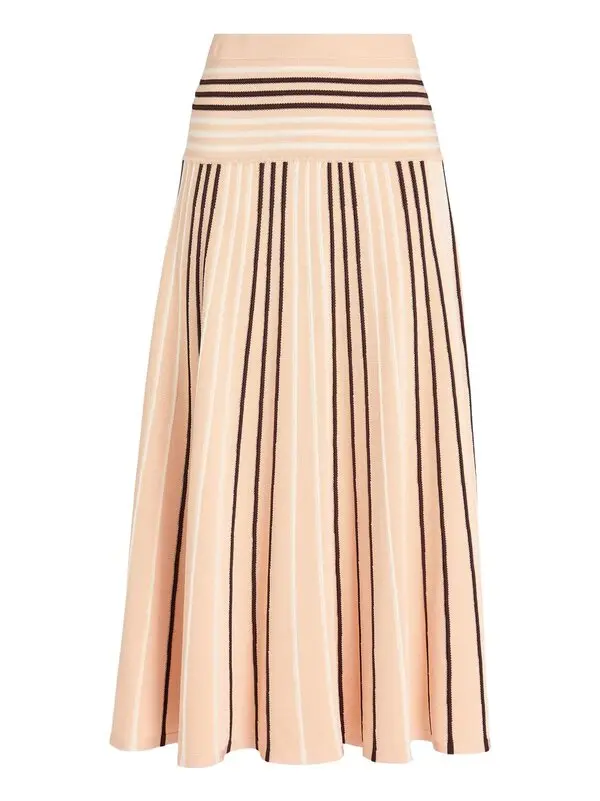 Zimmermann Striped Knitted Midi Skirt - Blush