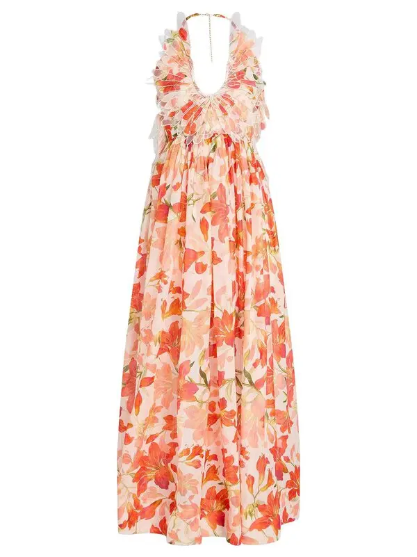 Zimmermann Open-back Floral-print Maxi Dress - Red