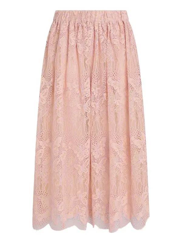 Zimmermann Corded Lace Midi Skirt - Blush