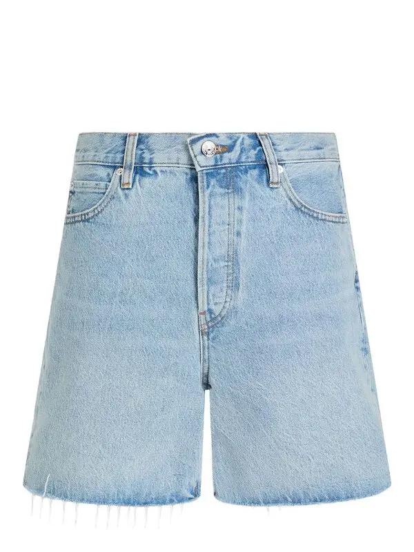 FRAME Faded Denim High-rise Shorts - Light Denim