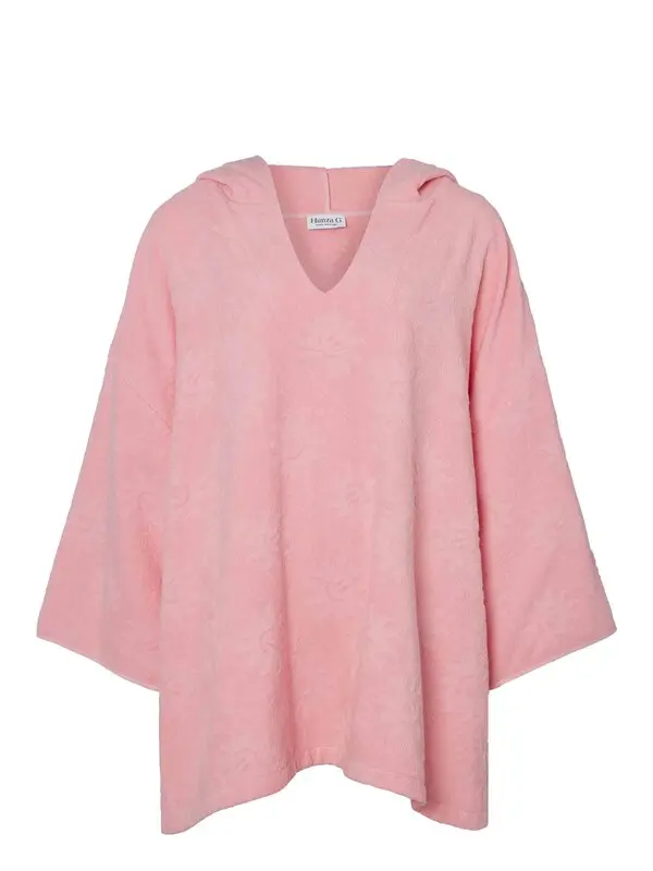 Hunza G Towelling Hooded Poncho - Pink