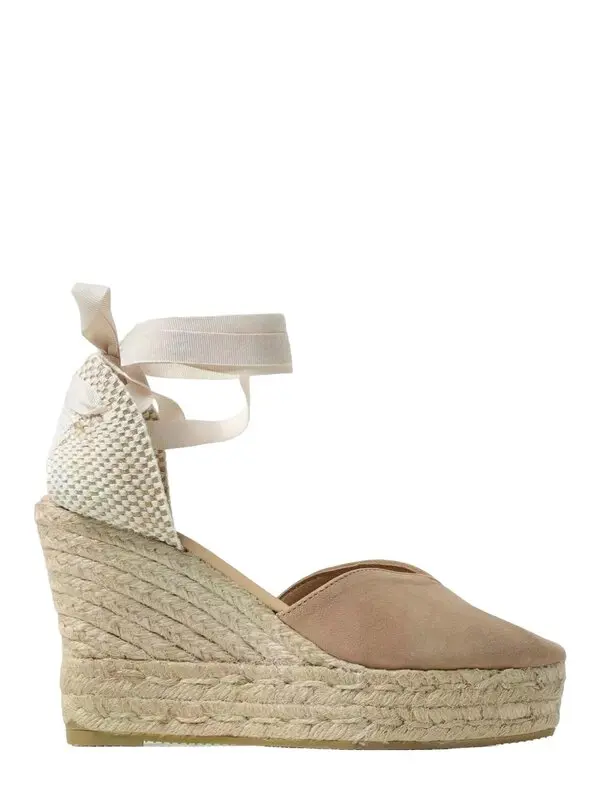 Manebí Platform Ribbon Lace-up Espadrilles - Neutrals