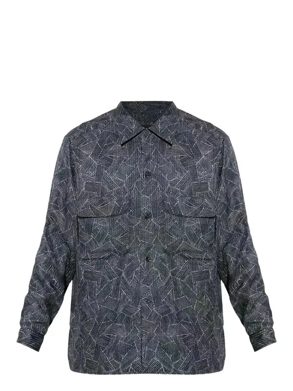 Giorgio Armani Geometric-print Shirt - Grey