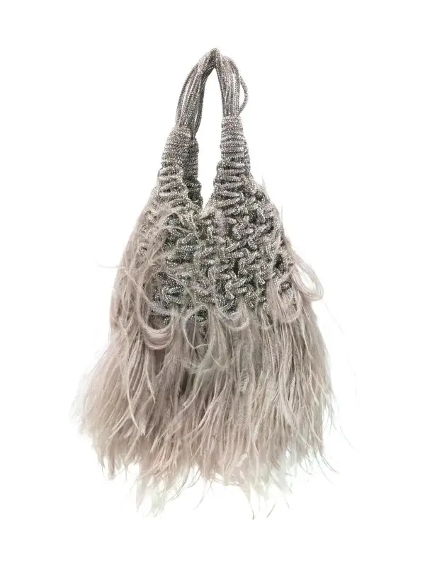HIBOURAMA Mini Vannifique Plumes-embellishment Tote Bag - Silver