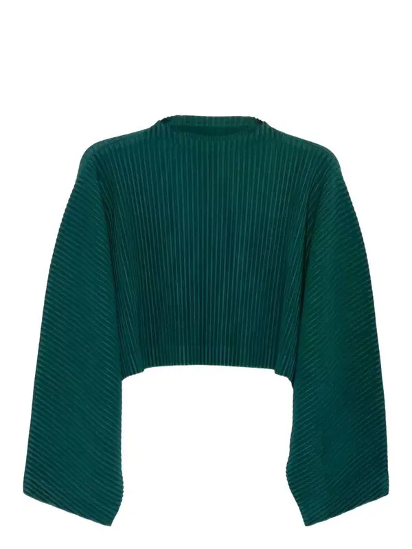 Issey Miyake Pleated Long-sleeved Top - Green